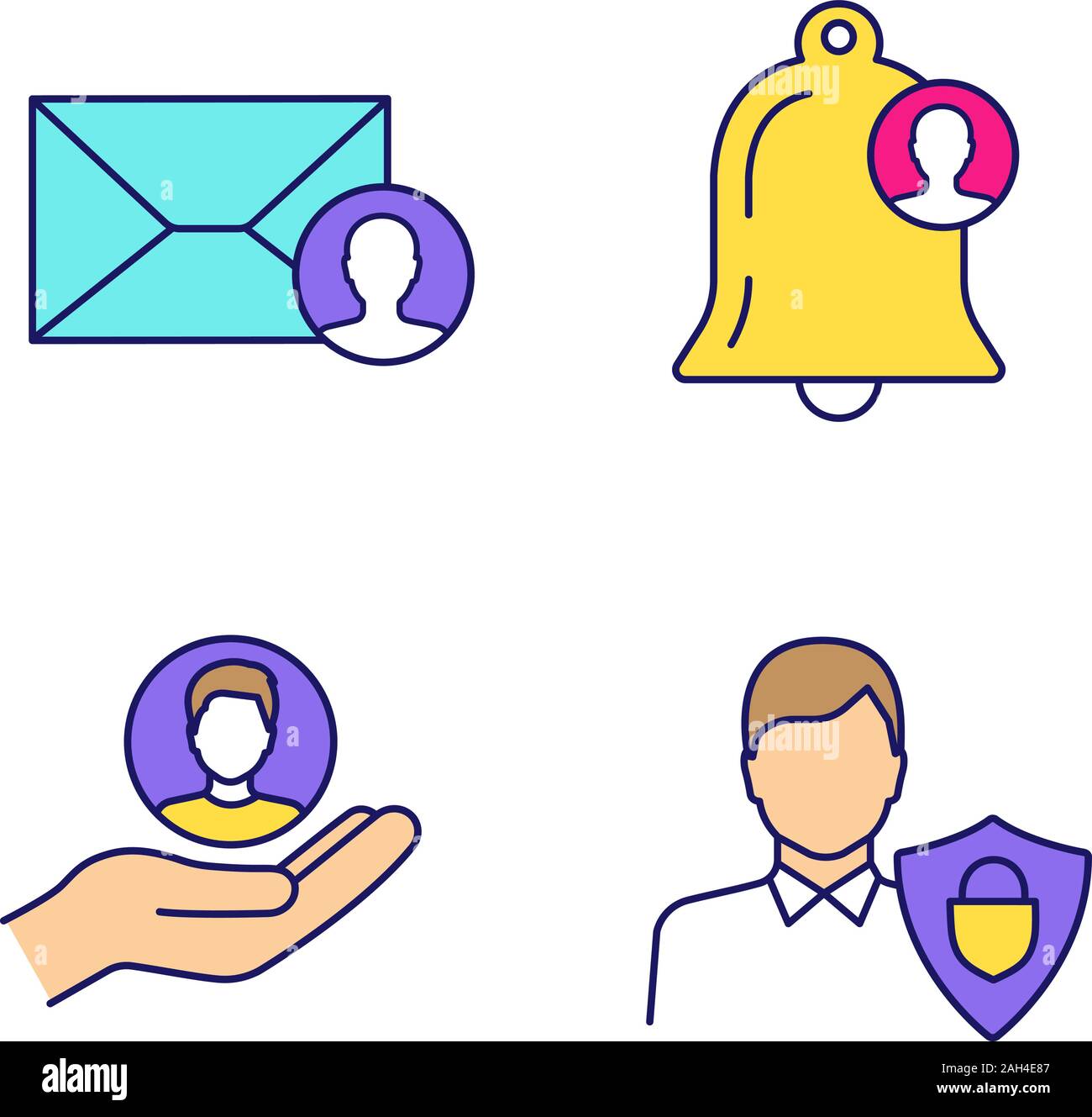 Customer retention and loyalty color icons set. Email targeting ...