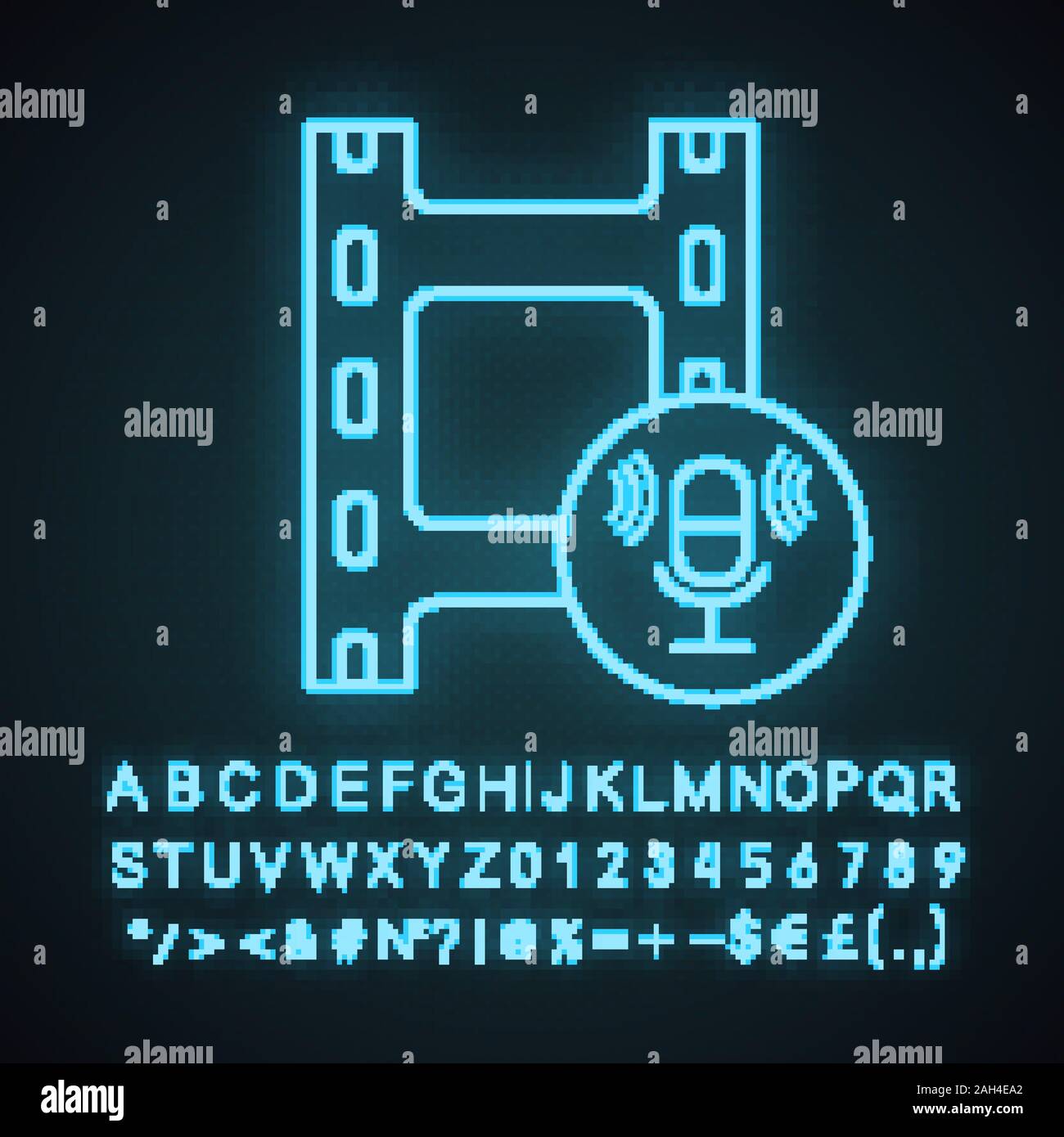 Audio recording neon light icon. Audio tape, cassette. Sound recording ...