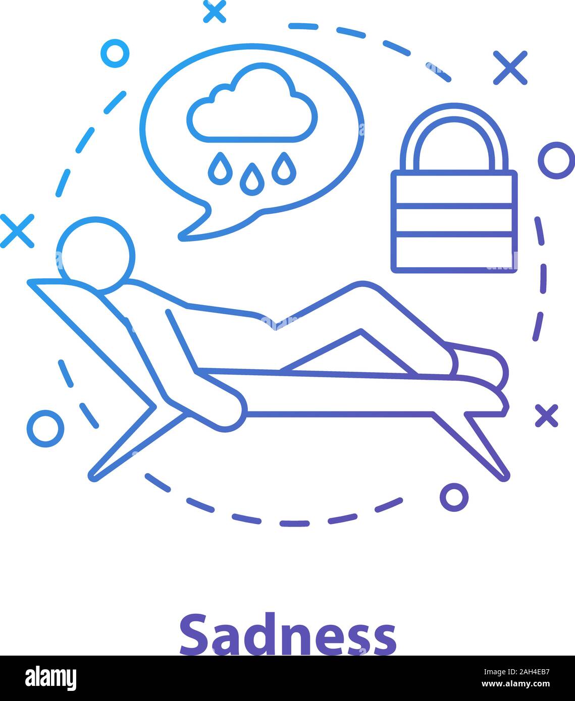 Sadness concept icon. Depression idea thin line illustration. Burnout ...