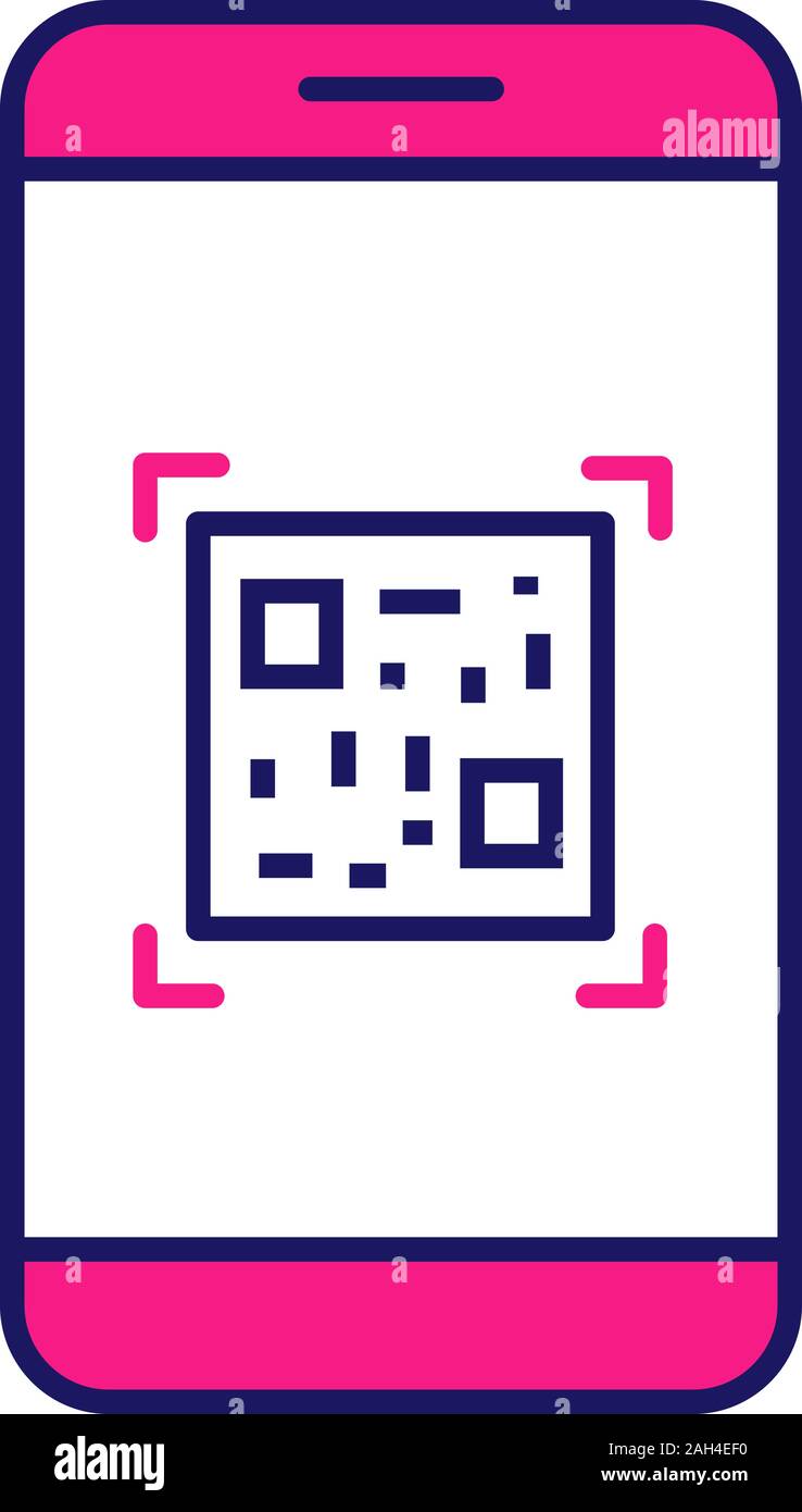 QR code scanning smartphone app color icon. Matrix barcode scanner. 2D ...