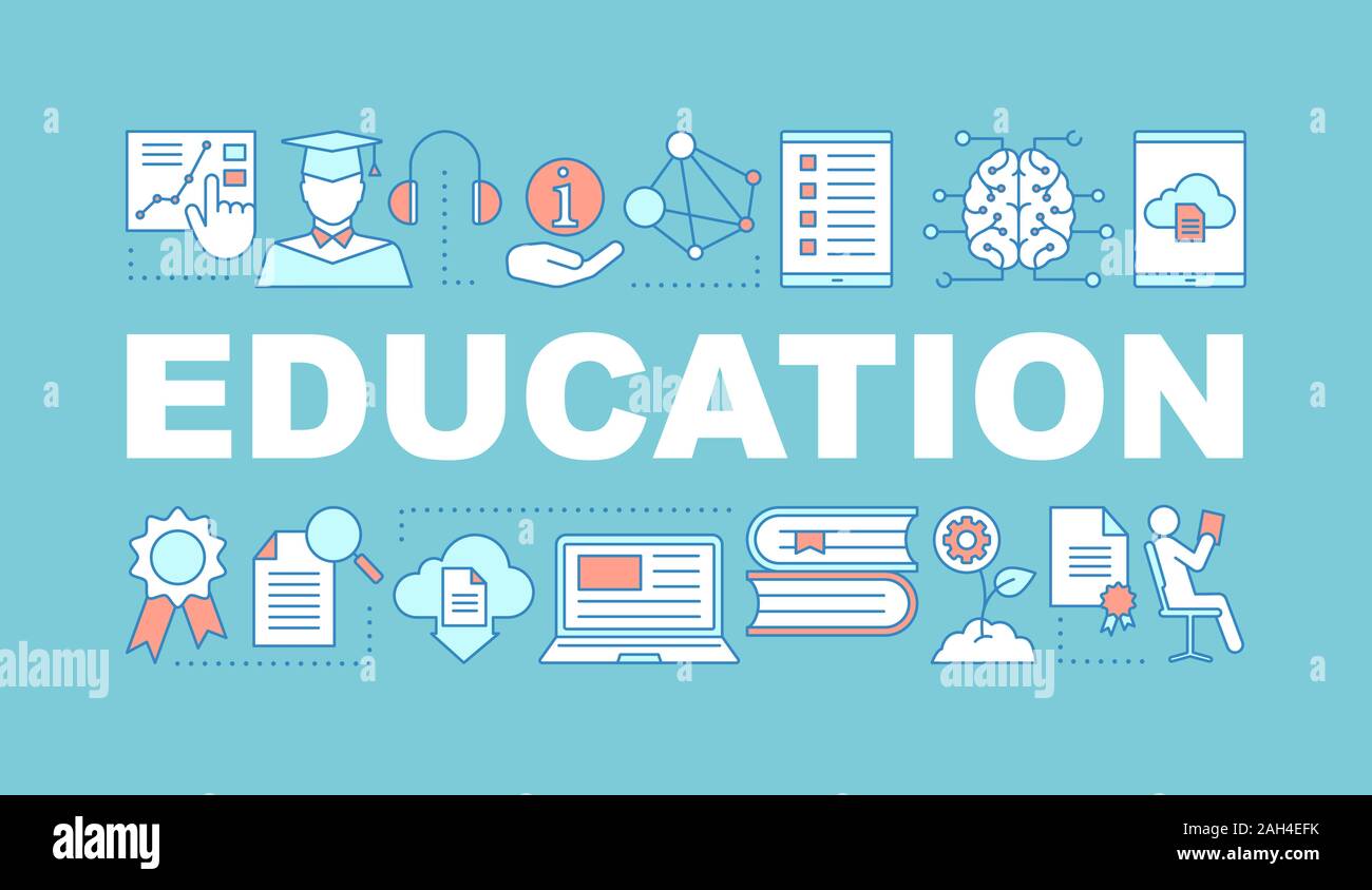 Education word concepts banner. E-learning. Studying. Learning process ...