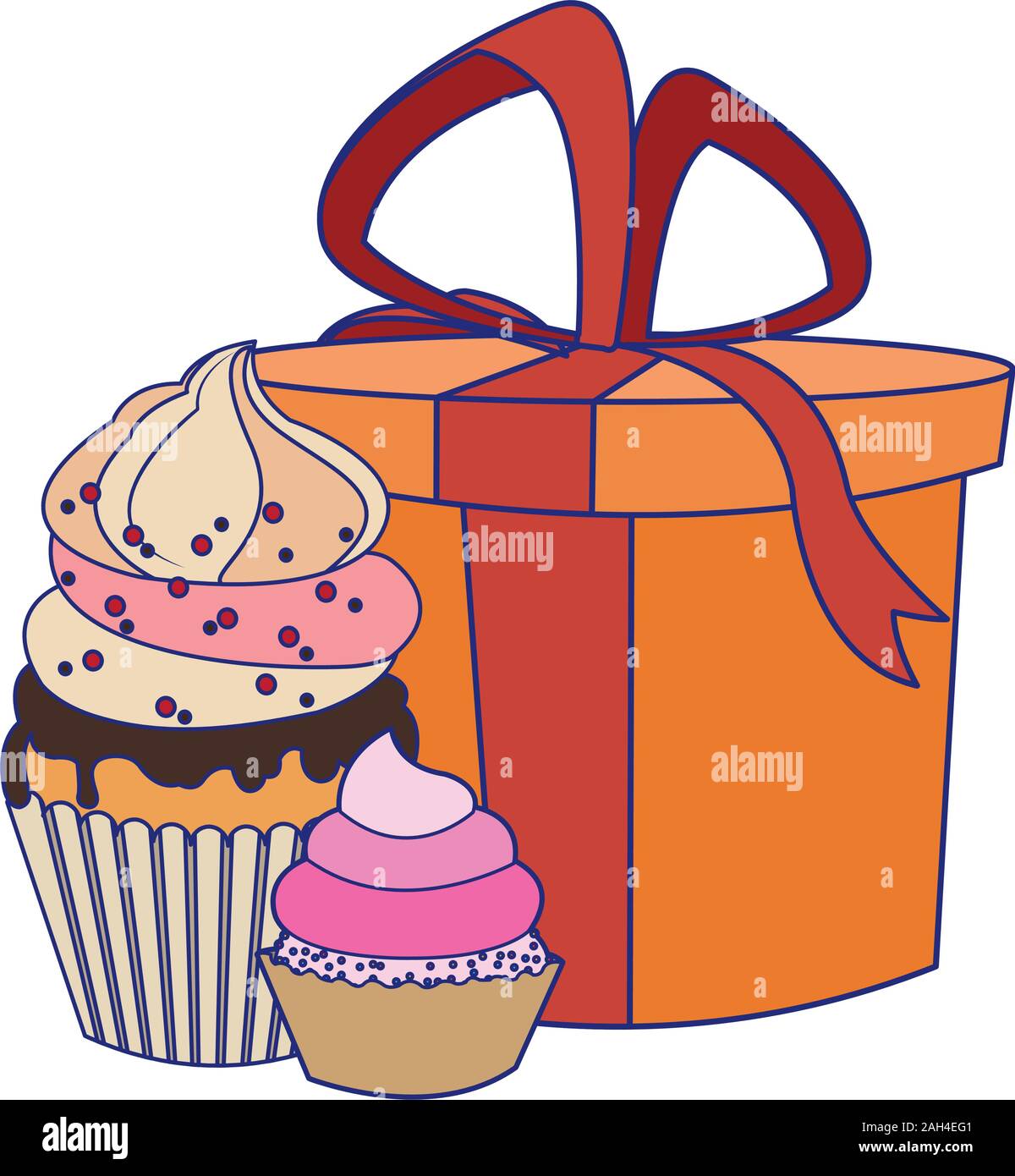 Gift box sweet cupcakes Stock Vector Images - Alamy