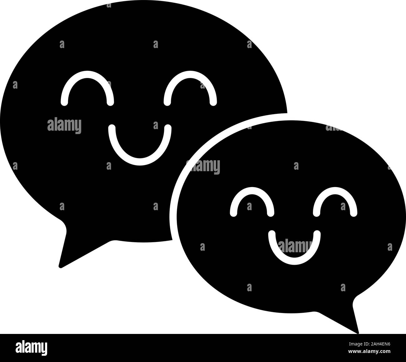 Smiling speech bubbles glyph icon. Happy chatting. Social media. Online ...