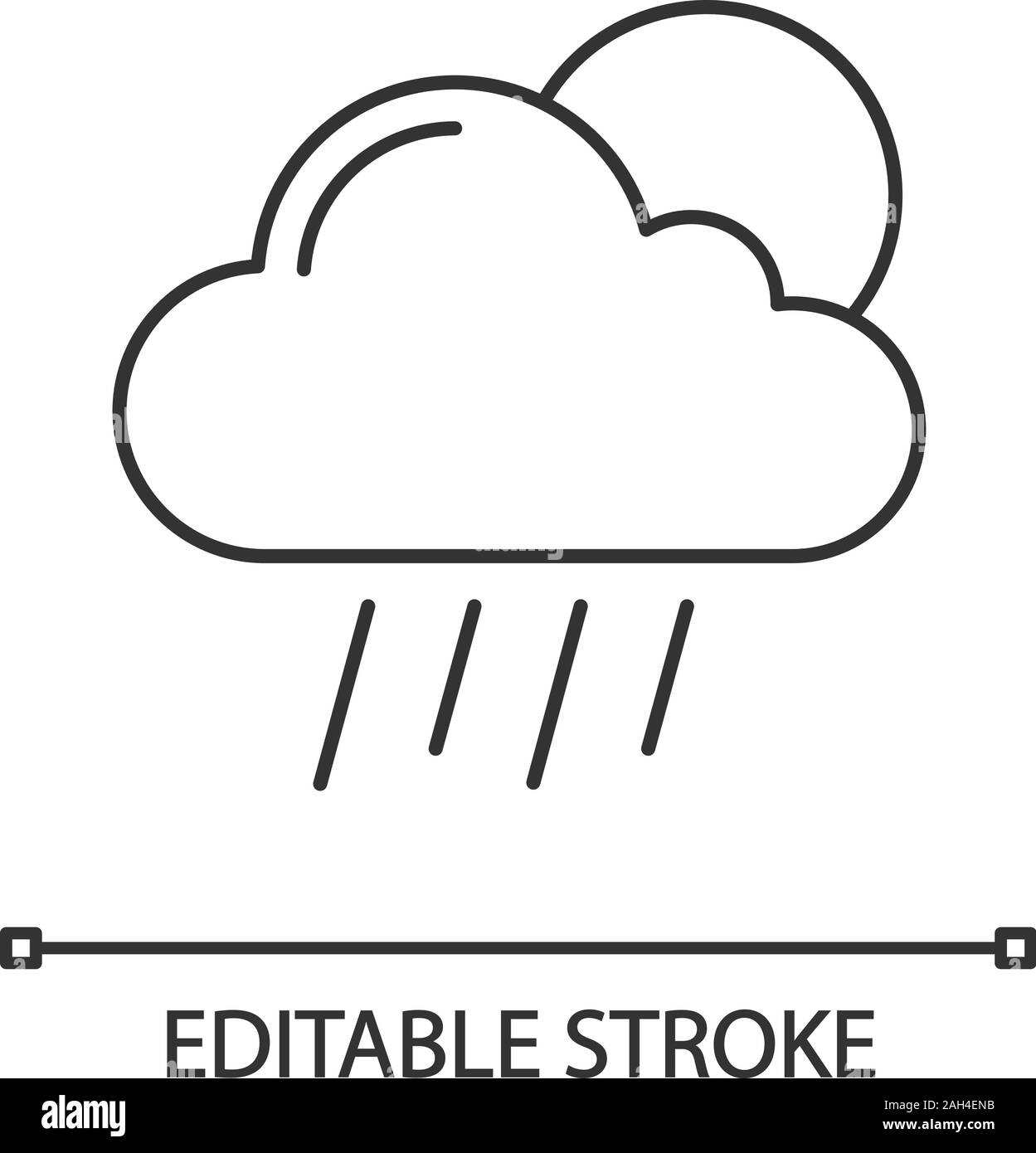 Scattered shower linear icon. Rainy and sunny weather. Thin line ...