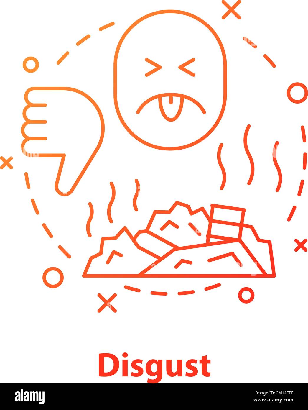 Disgust concept icon. Disapproval idea thin line illustration. Dislike ...
