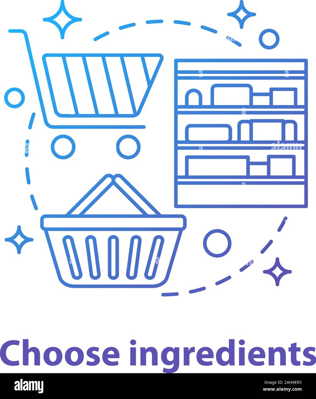 Choosing ingredients concept icon. Grocery shop idea thin line ...