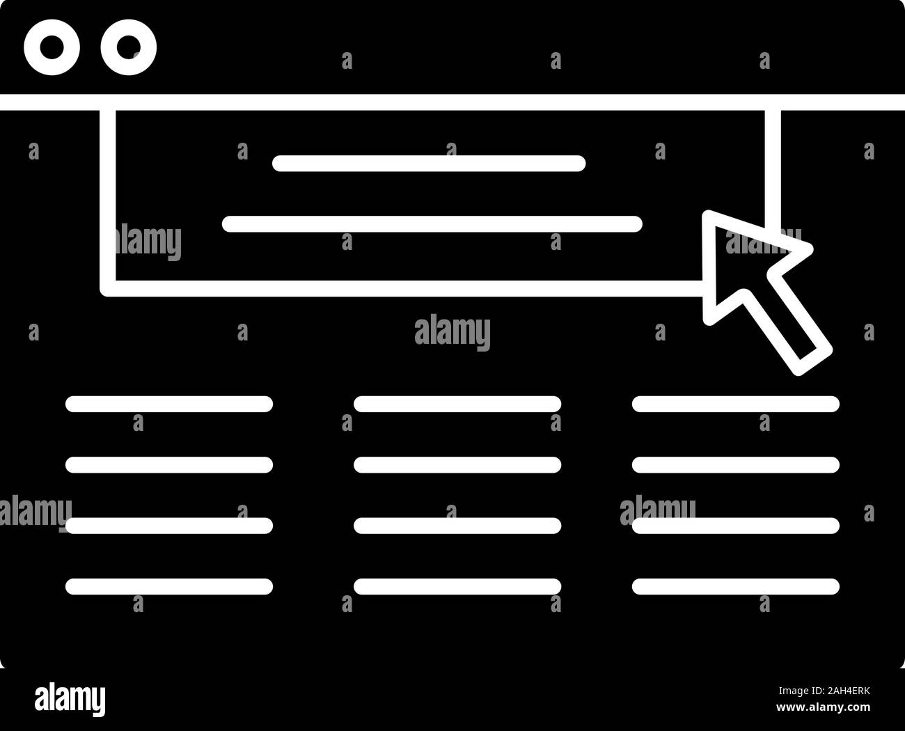 Internet marketing glyph icon. Website, webpage. Display ads clicking ...