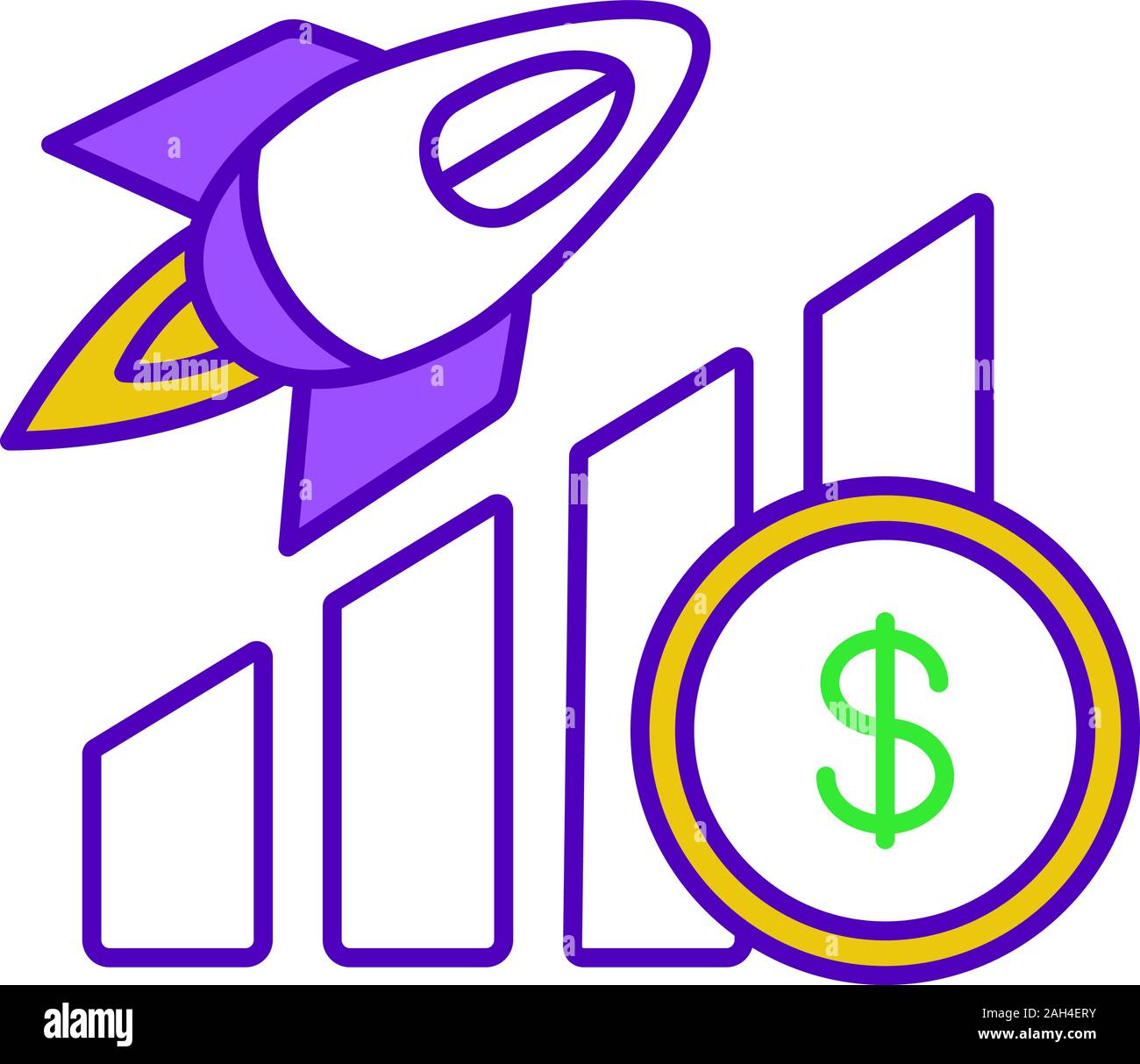 Business growth color icon. Startup development. Stock market growth ...