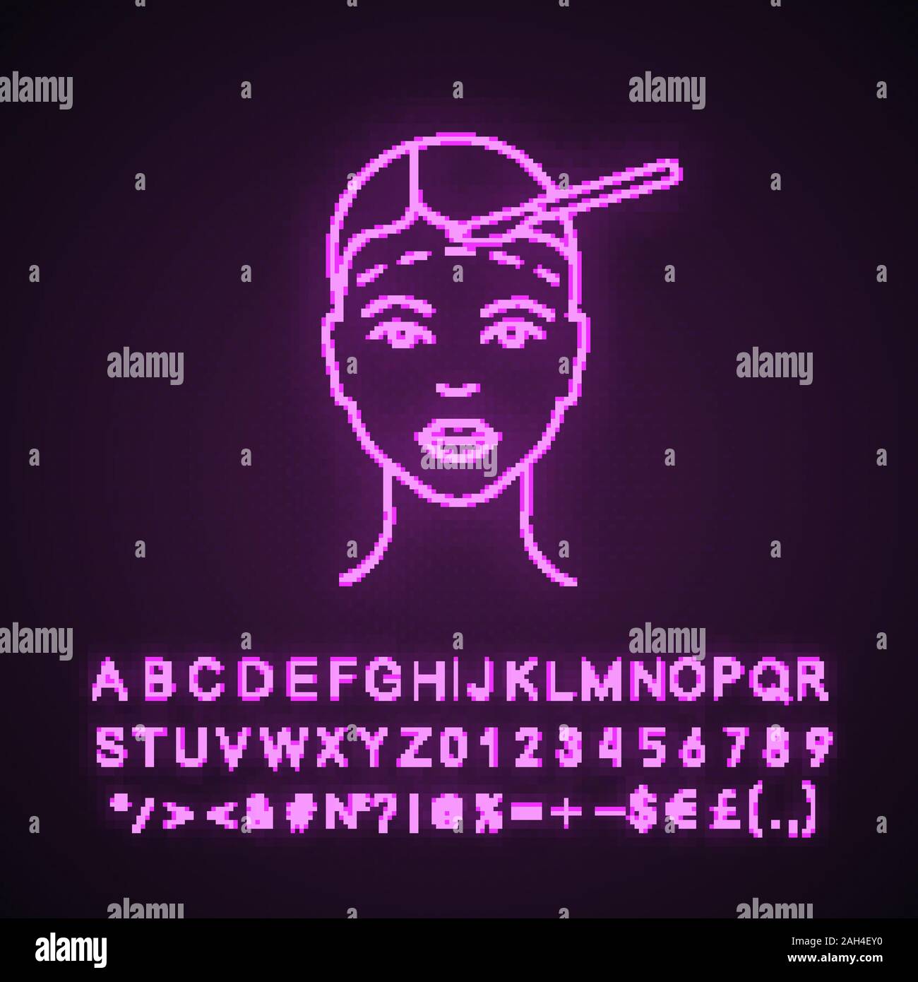 Facelift surgery neon light icon. Facial plastic surgery. Surgical ...