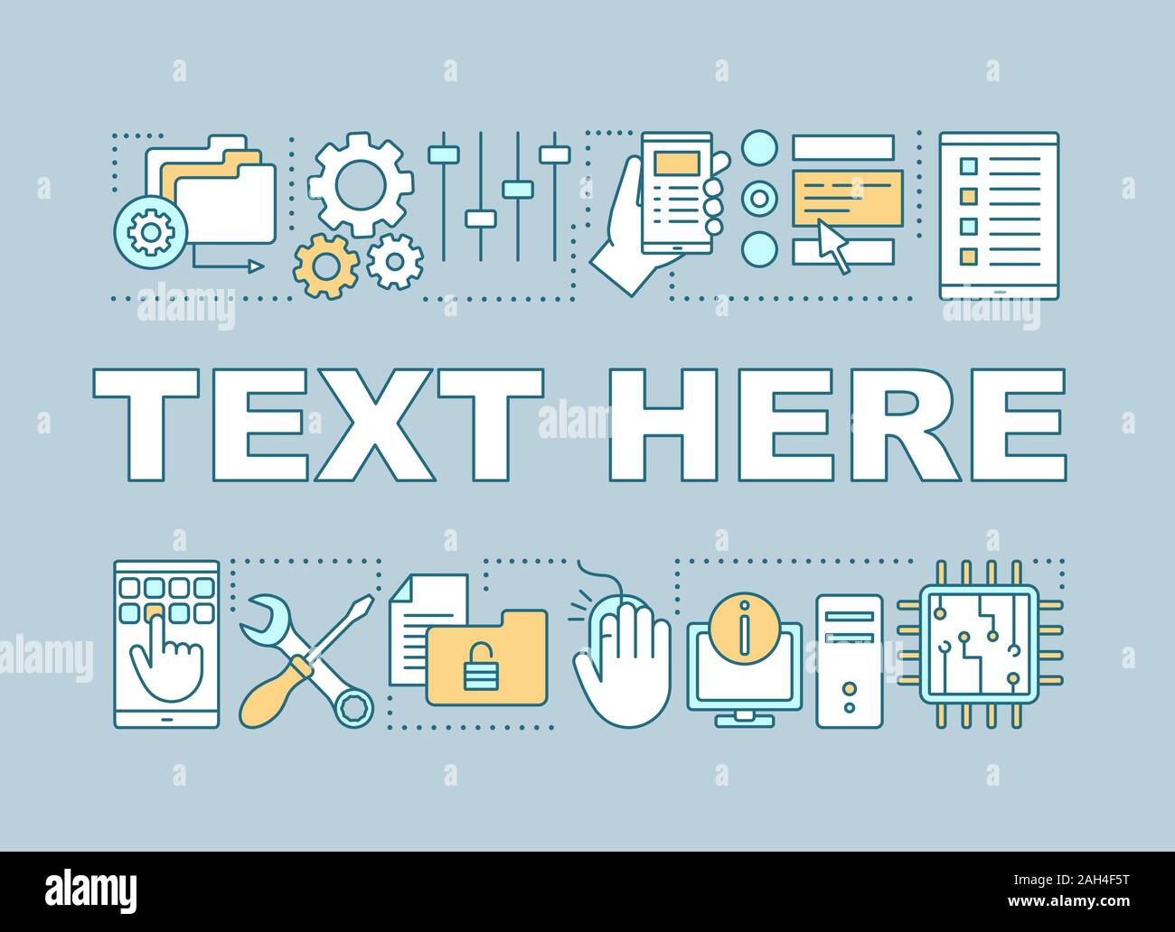 Options and settings word concepts banner. Technical support ...