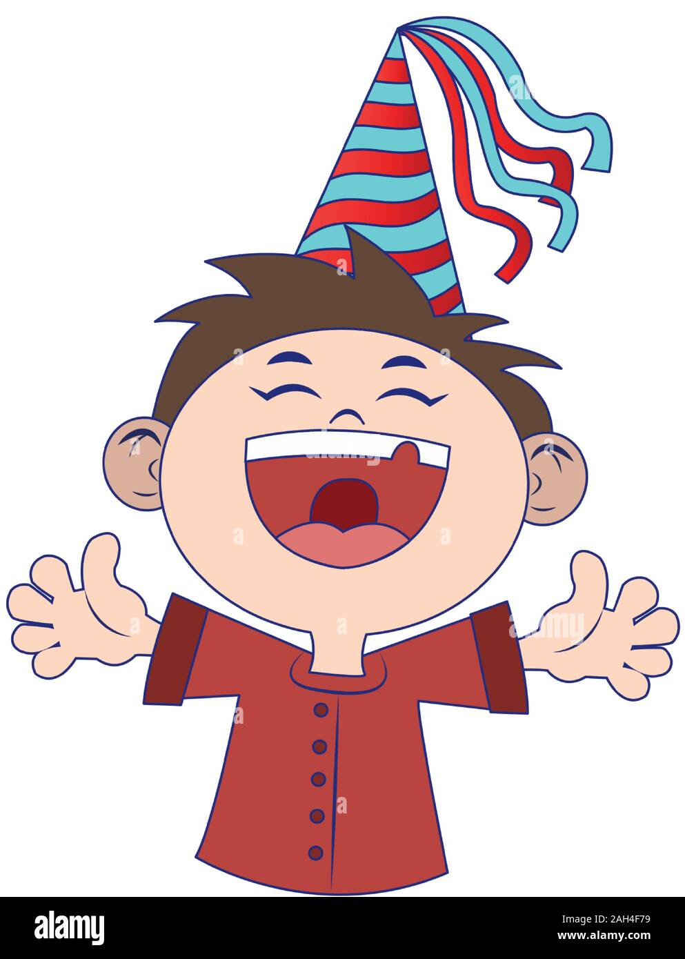 cartoon happy boy with party hat icon Stock Vector Image & Art - Alamy