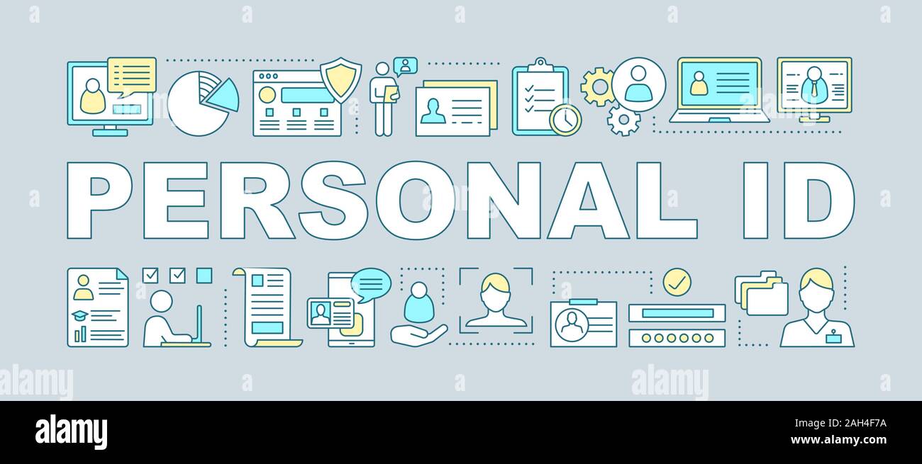 Personal ID word concepts banner. Identity verification. Presentation ...