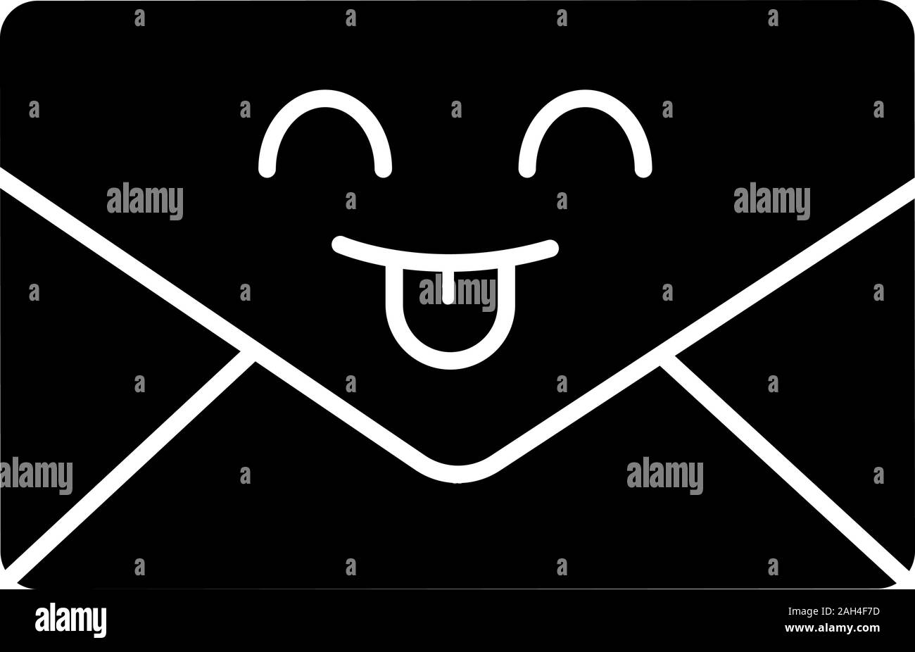 Smiling email character glyph icon. Quick and easy messenger. Envelope ...