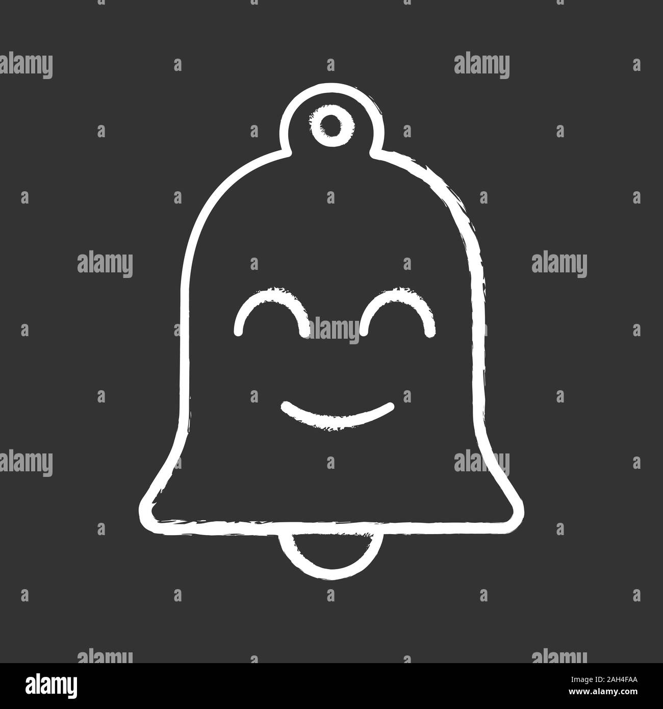 Smiling bell chalk icon. Happy notifications, announcements. Reminder ...