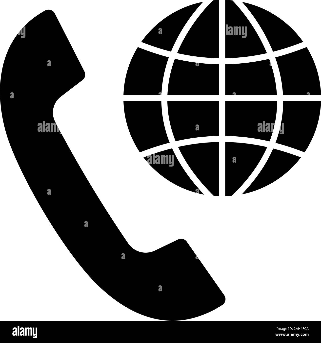 Calls abroad glyph icon. International roaming. Handset with globe ...