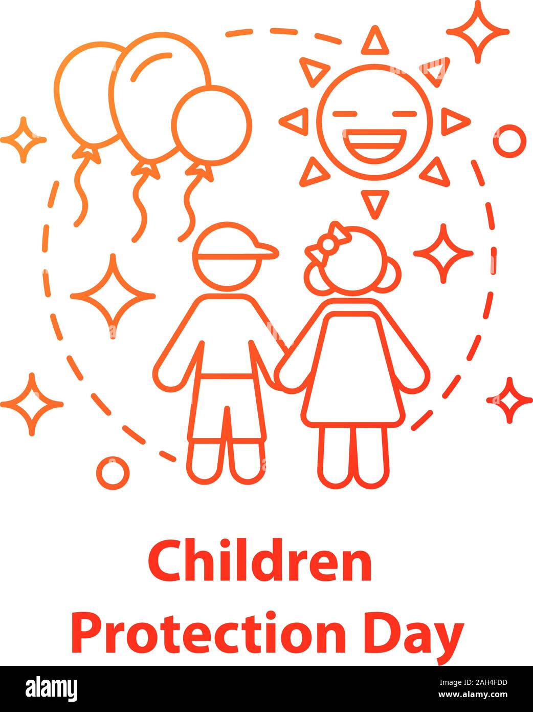 Children’s protection day concept icon. Childhood idea thin line ...