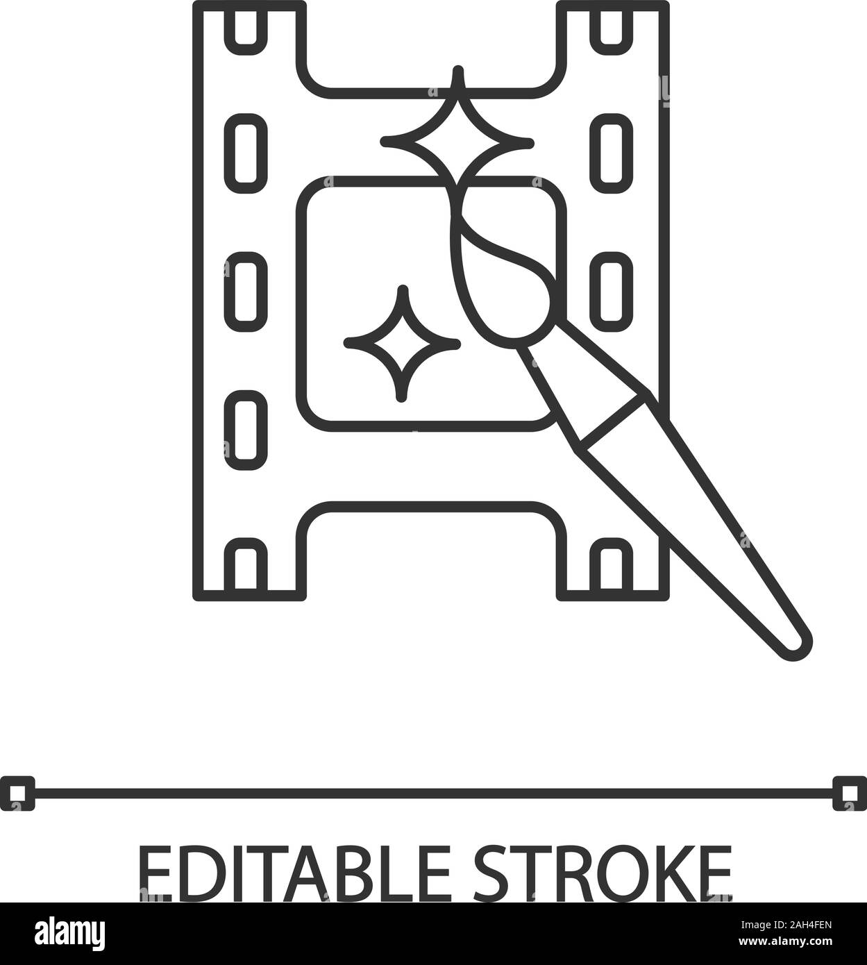 Video editing software linear icon. Graphics design. Thin line ...