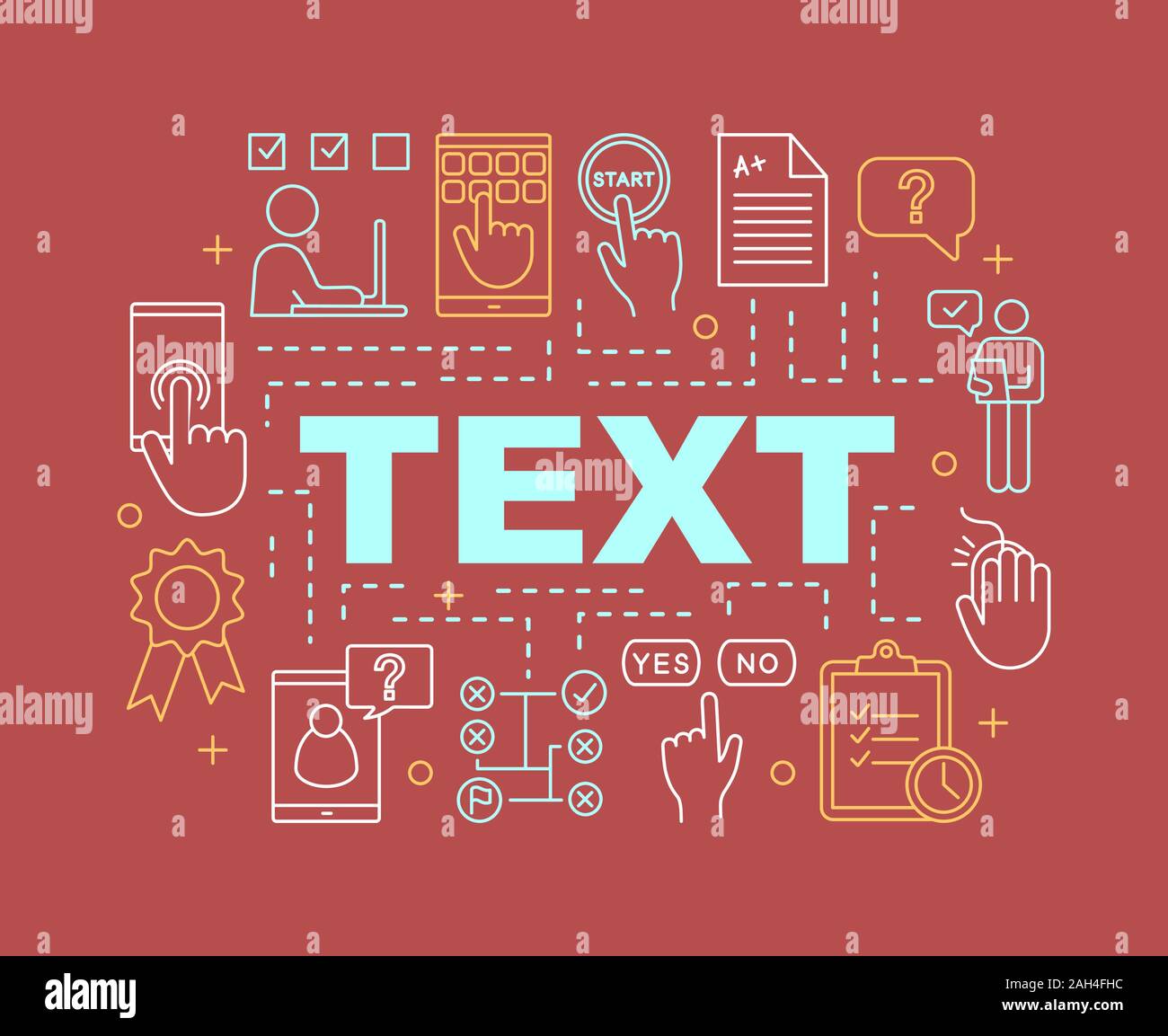 Online test word concepts banner. Exam, examination. Presentation ...