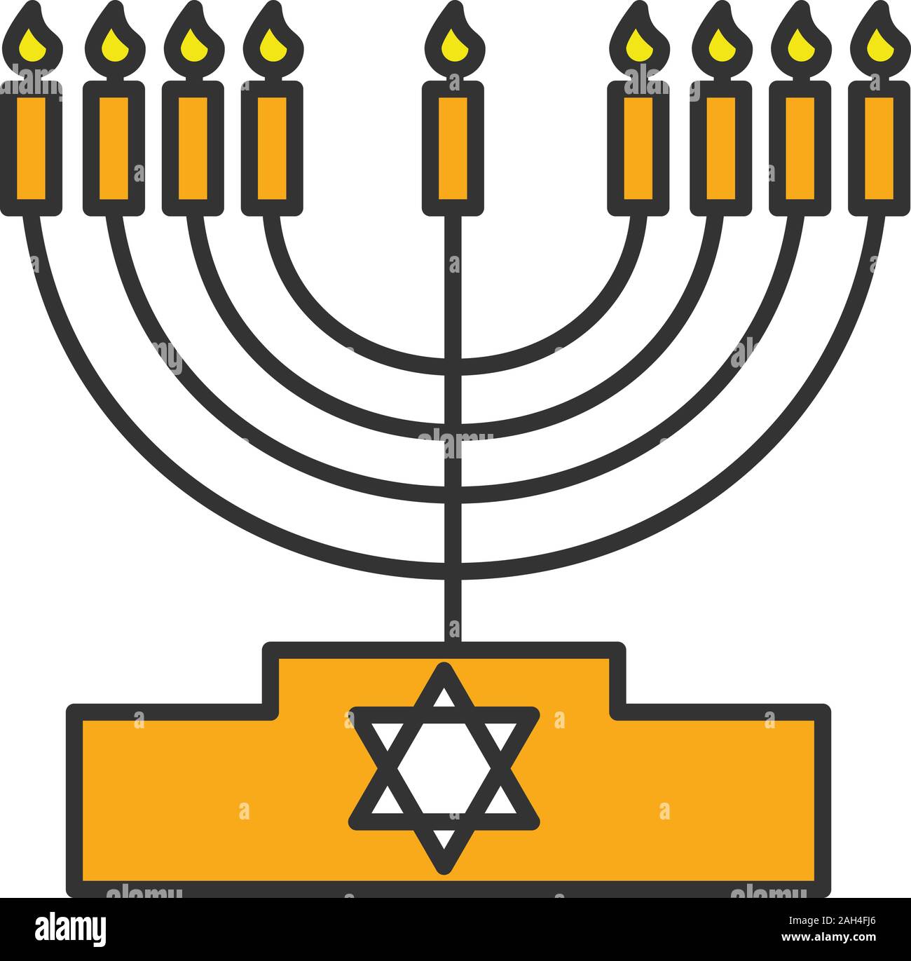 Menorah Color Icon Hanukkah Candles Jewish Festival Of Lights Feast