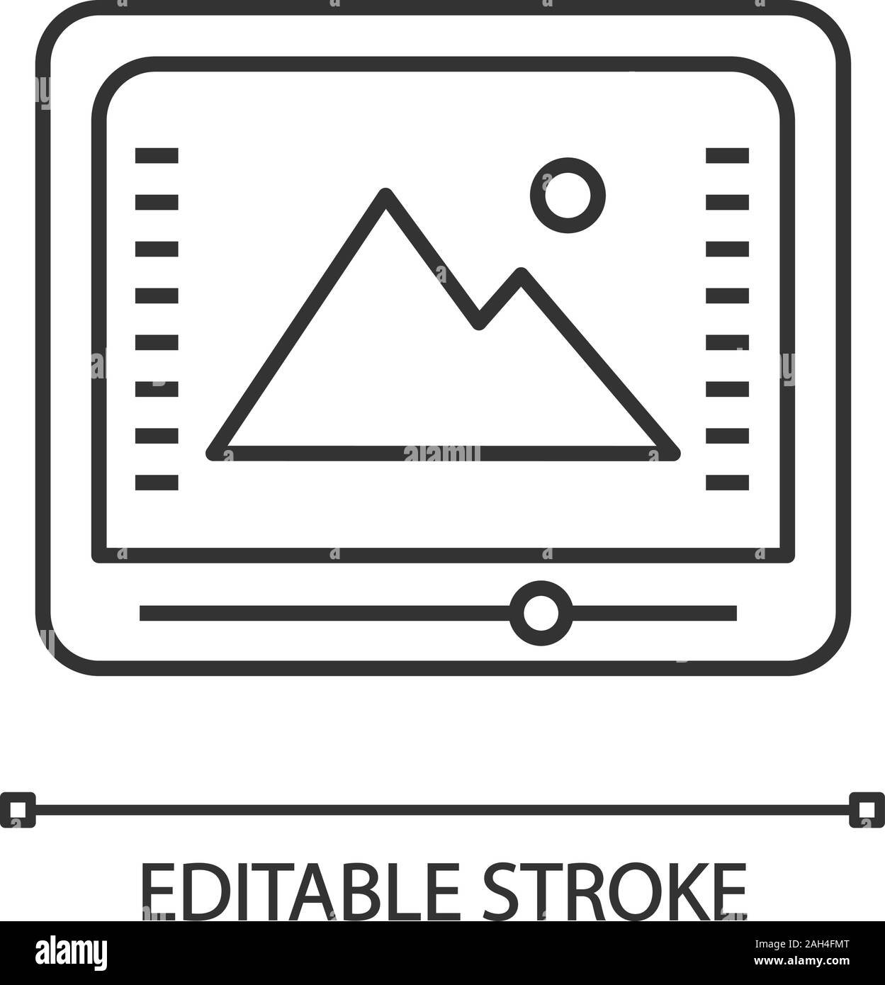 Color correction and grading linear icon. Photo, video editing. Thin ...