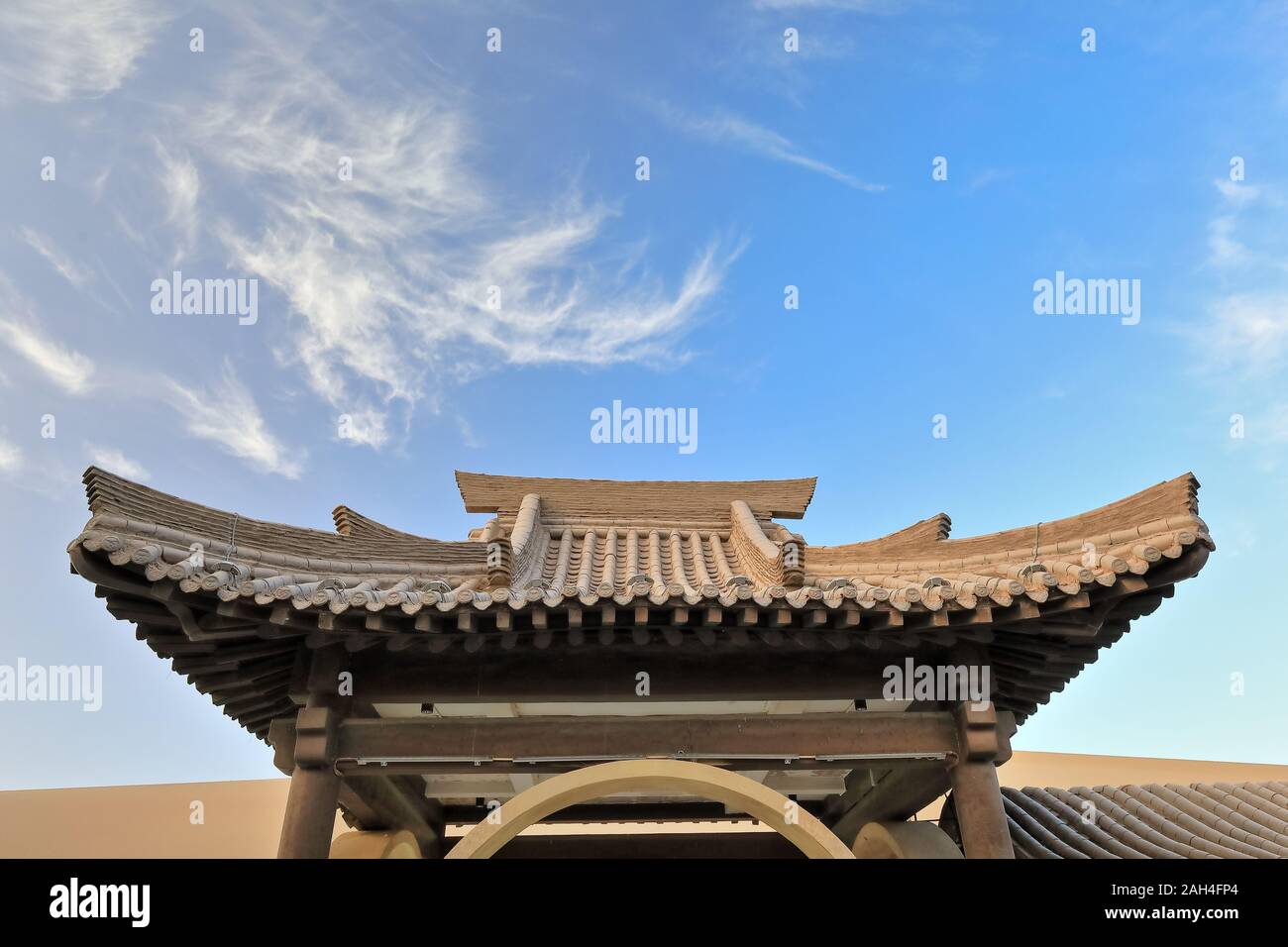 Side pavilion-Chinese pagoda-Mingyue temple. Dunhuang Crescent Moon ...