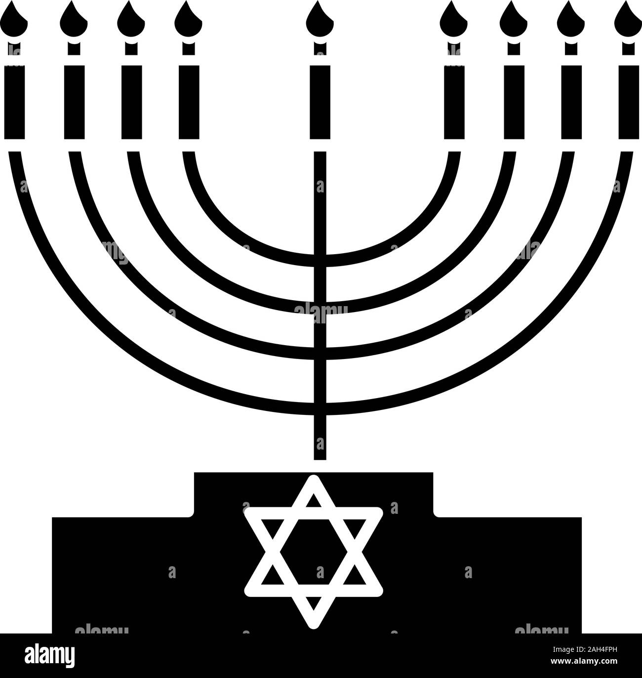 Menorah Glyph Icon Hanukkah Candles Jewish Festival Of Lights Feast
