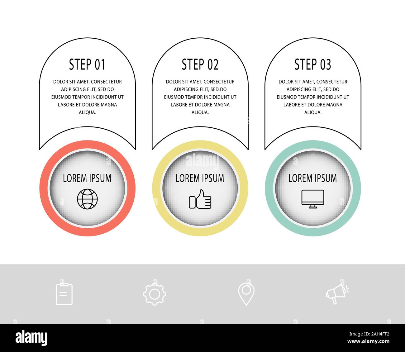 Vector template circle infographics. Business concept with 3 options and parts. Three steps for ...