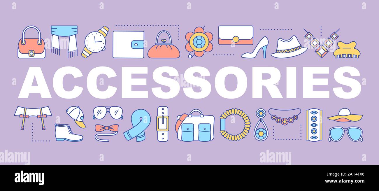 Fashion accessories word concepts banner. Handbags, jewerly, shoes ...