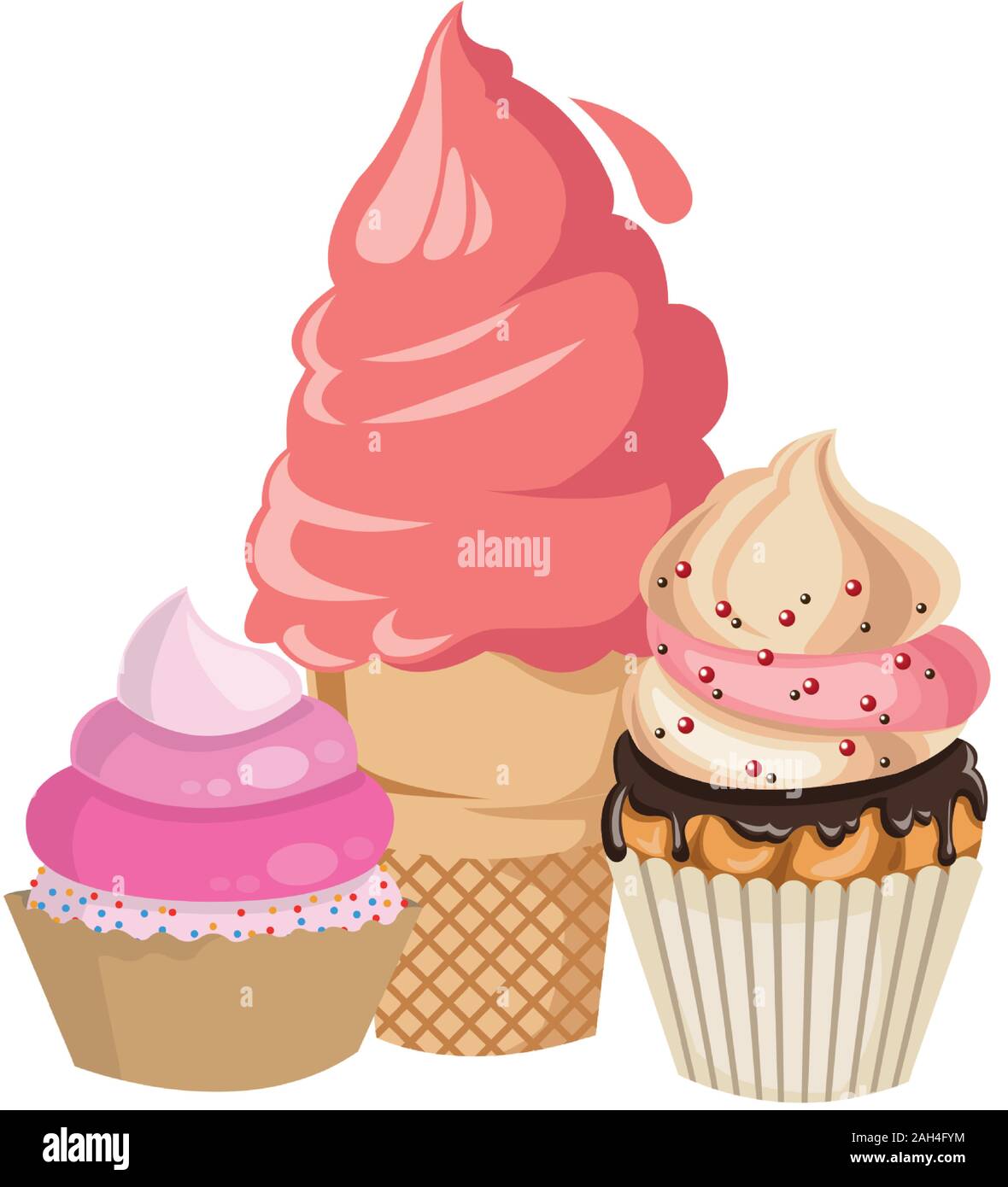 ice cream with cupcakes icon Stock Vector Image & Art - Alamy