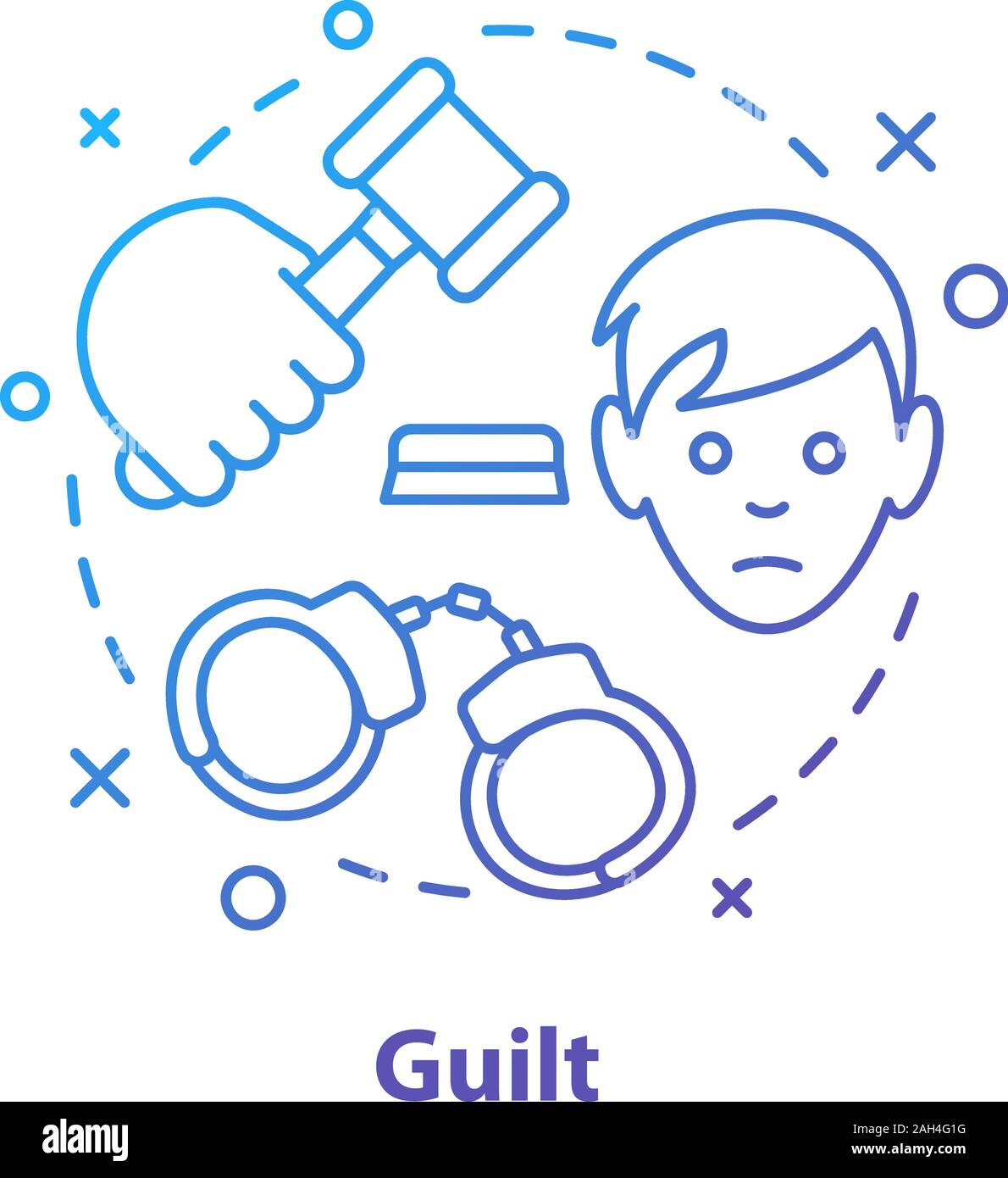 Guilt concept icon. Crime idea thin line illustration. Law enforcement. Judgement, criminal ...