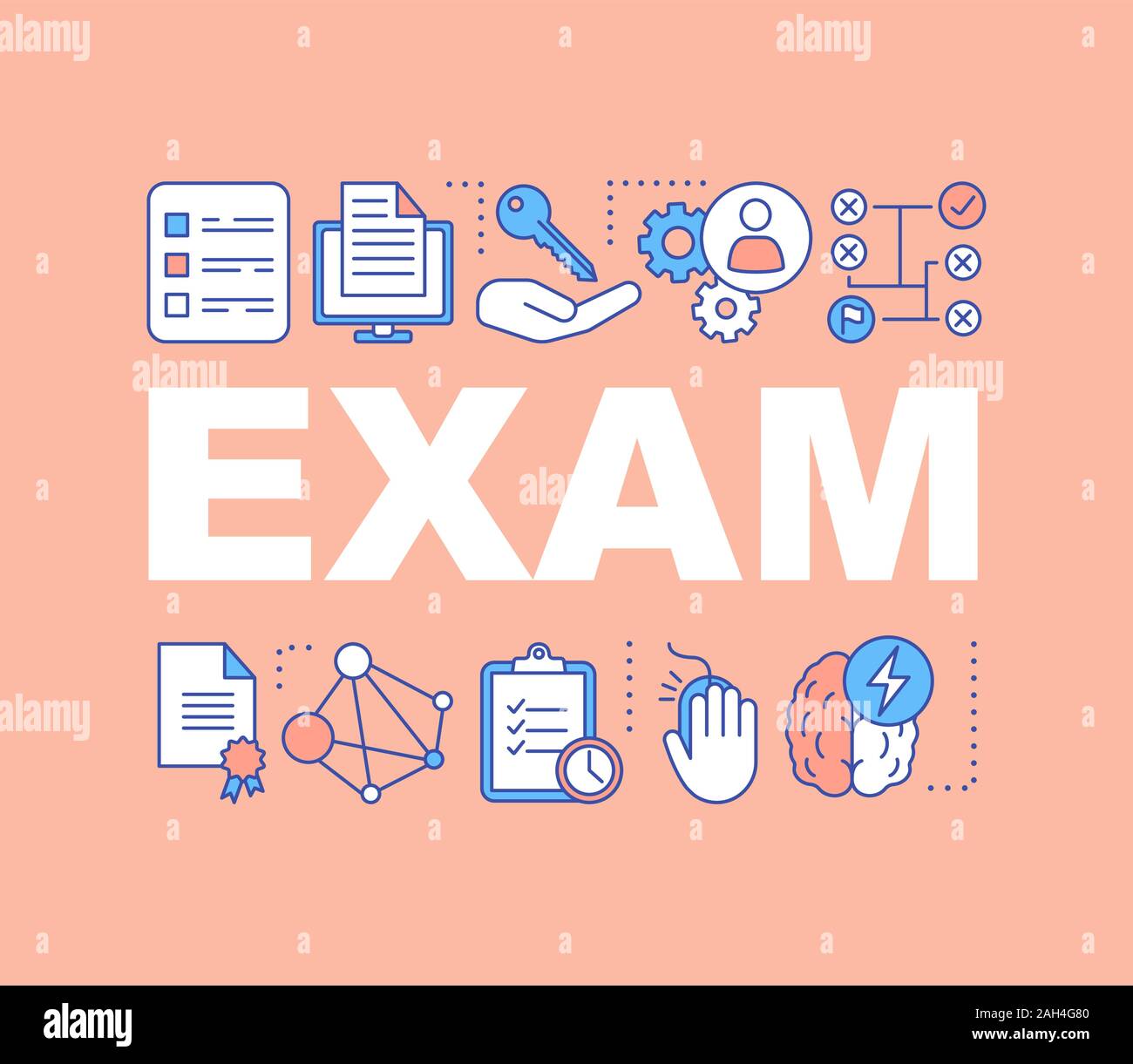 Exams word concepts banner. Examination. Presentation, website ...