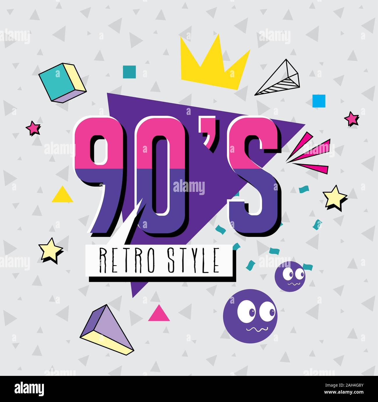 poster of nineties with crown retro style pop art Stock Vector Image ...