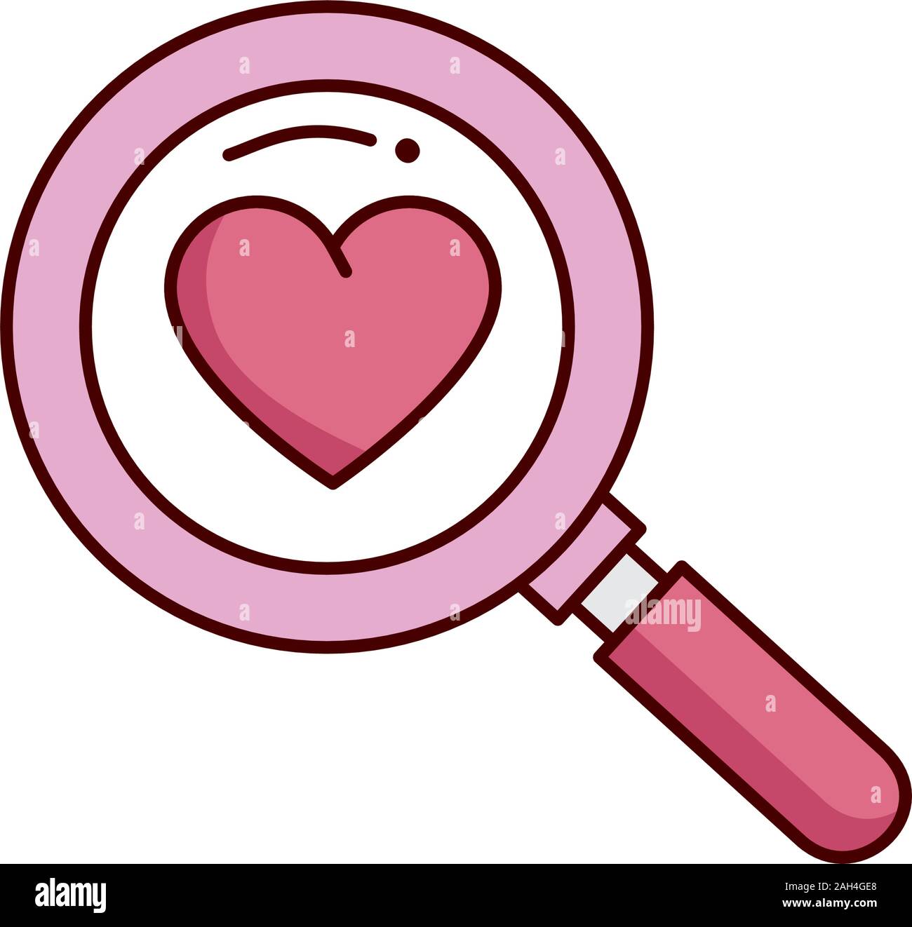 valentines day magnifying glass with heart Stock Vector Image & Art - Alamy
