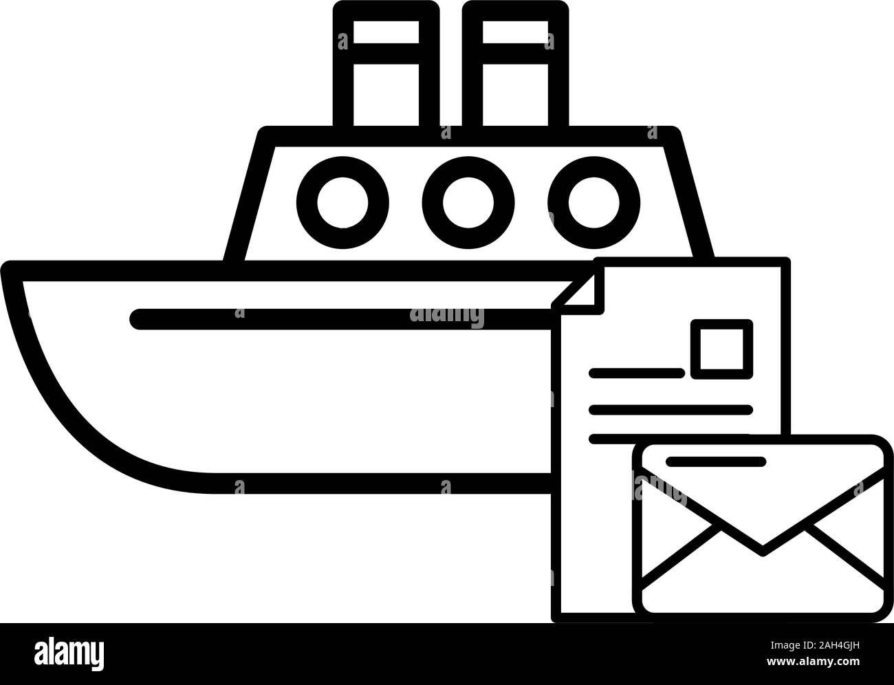 envelope mail with ship boat Stock Vector Image & Art - Alamy