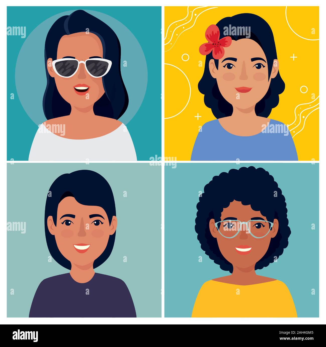 set images of beautiful women avatar character icon Stock Vector Image ...