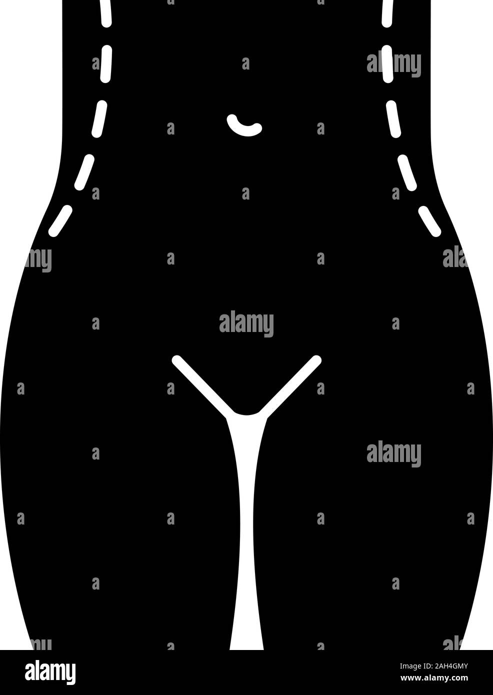 Waist correction surgery glyph icon. Flanks liposuction. Waist ...