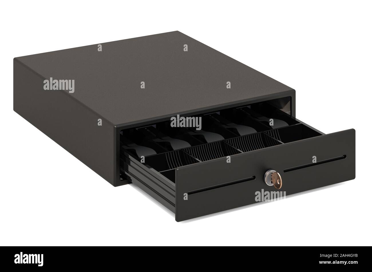 Electronic POS cash drawer for cash register, 3D rendering isolated on ...