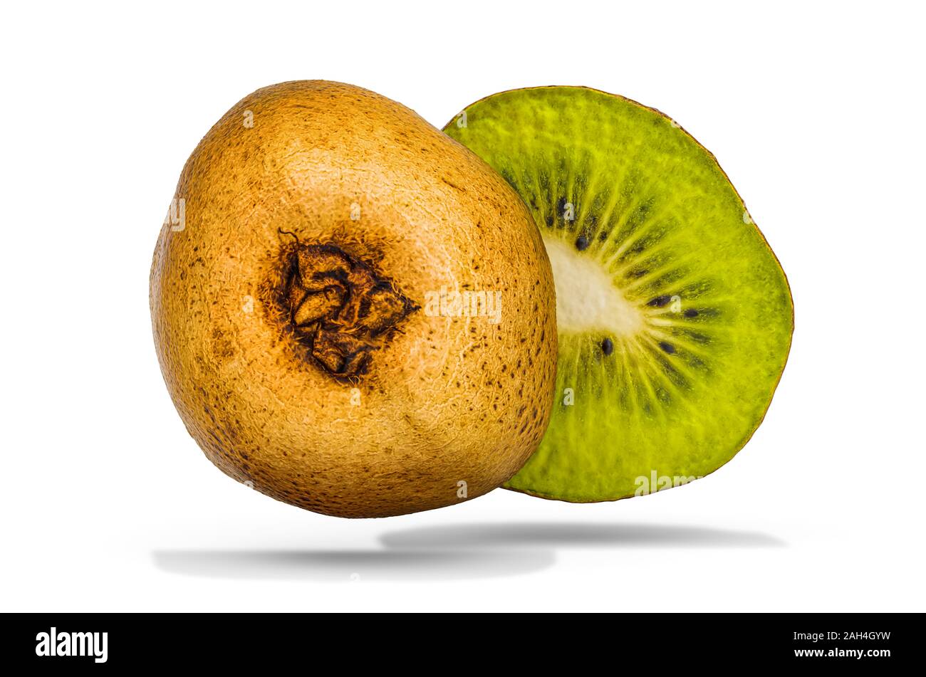 Kiwi, cross-section. 3d rendering with realistic texture isolated on ...