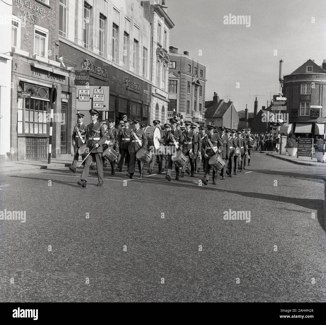 1960s, historical, Best of British parade, military band marching ...