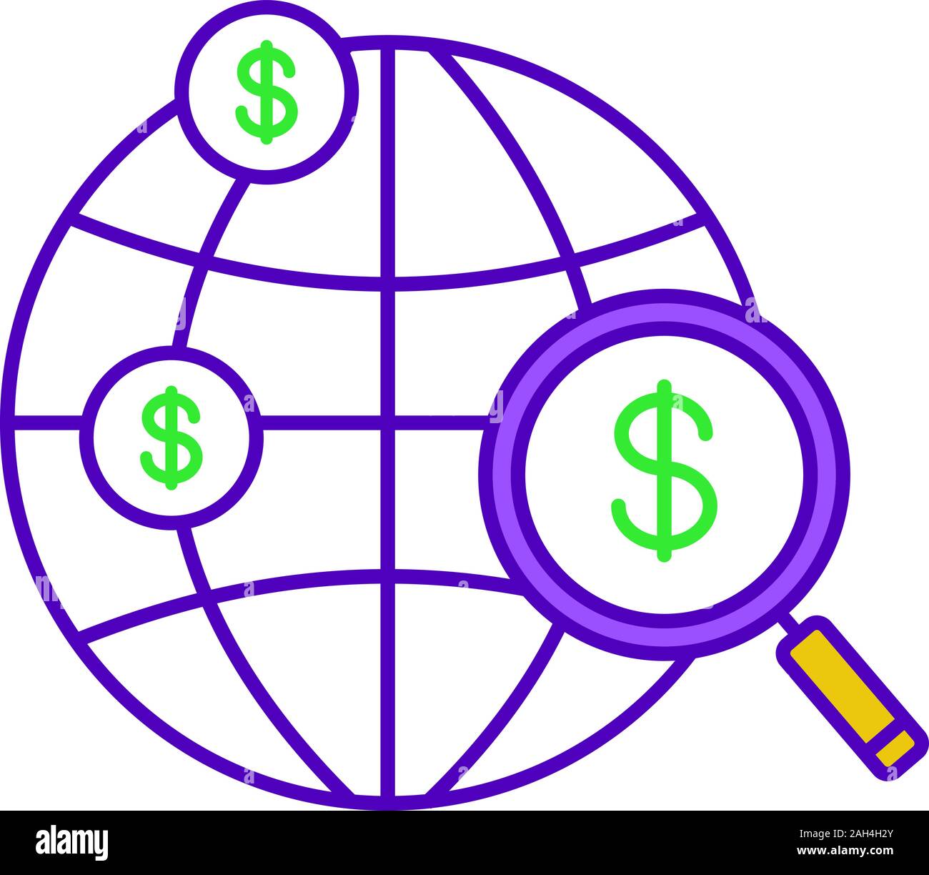 Investment research color icon. Crowdfunding. International investing ...