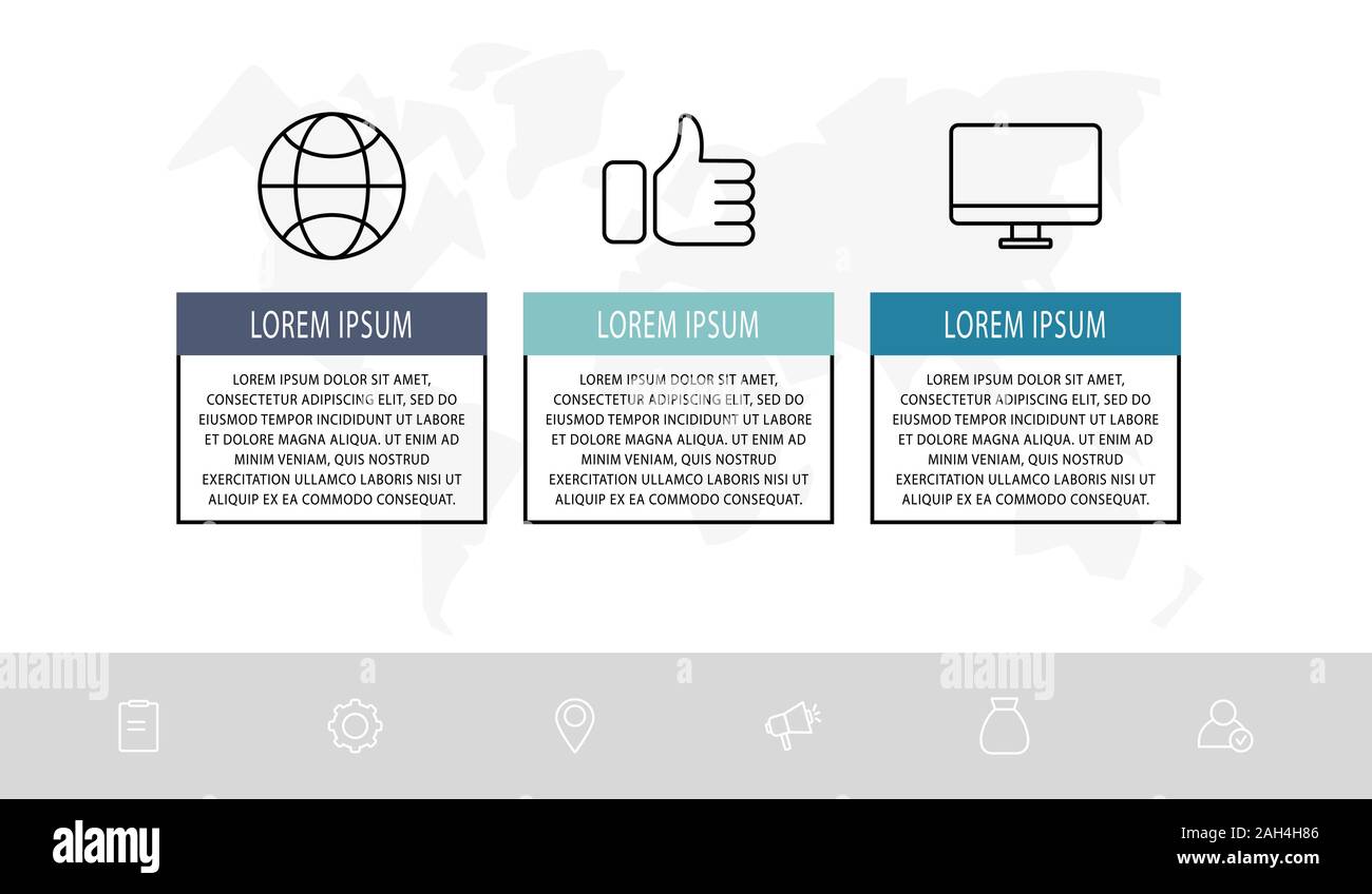 Vector infographic flat template. Rectangles for three diagrams, graph, flowchart, timeline ...