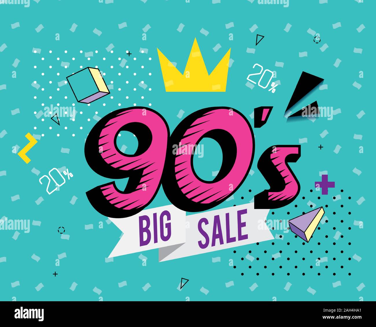 poster of nineties with crown retro style pop art Stock Vector Image ...