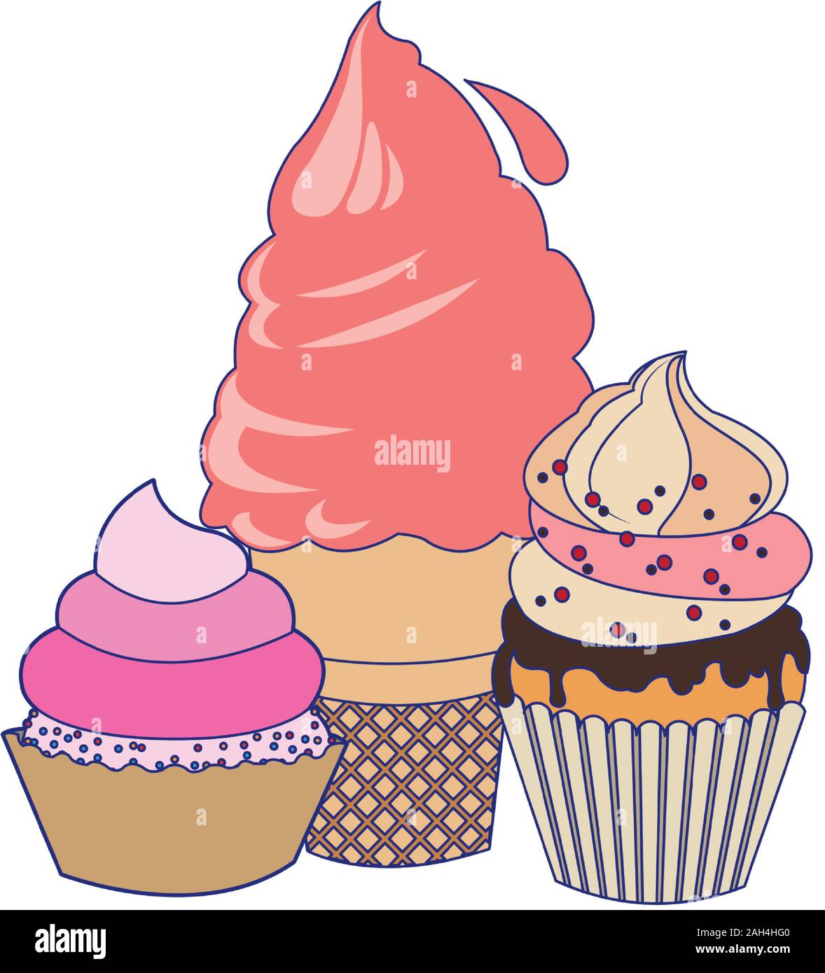 ice cream with cupcakes icon, colorful design Stock Vector Image & Art ...