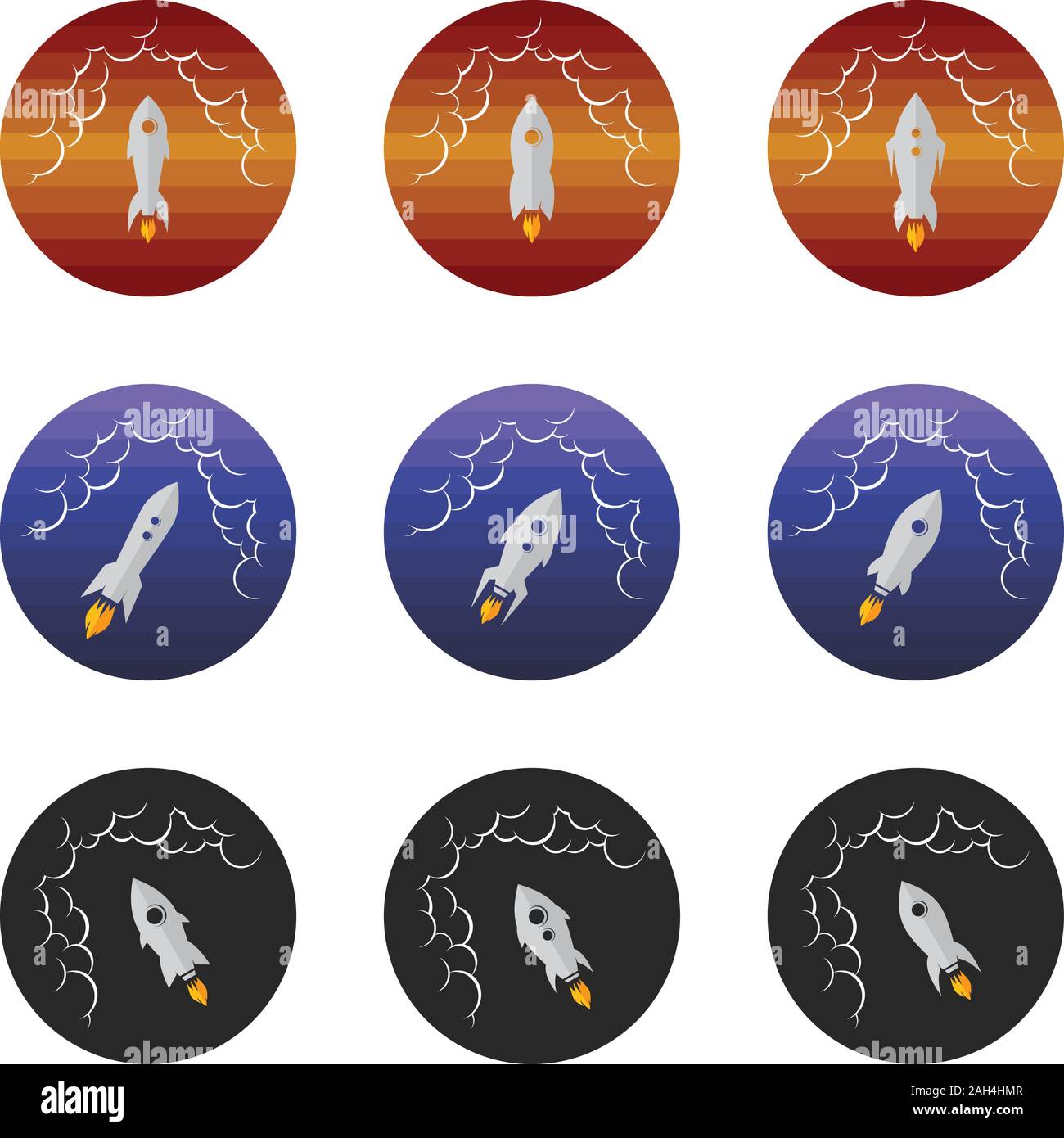 rocket ship launch space travel sign badge label logo set vector Stock ...