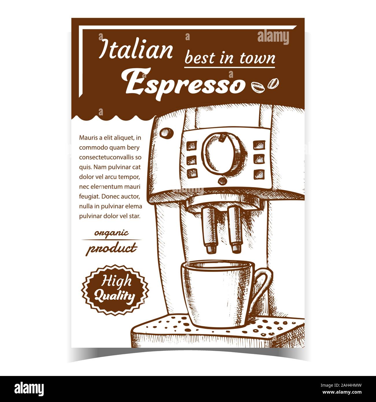 Coffee Automatic Machine With Cup Poster Vector Stock Vector Image ...