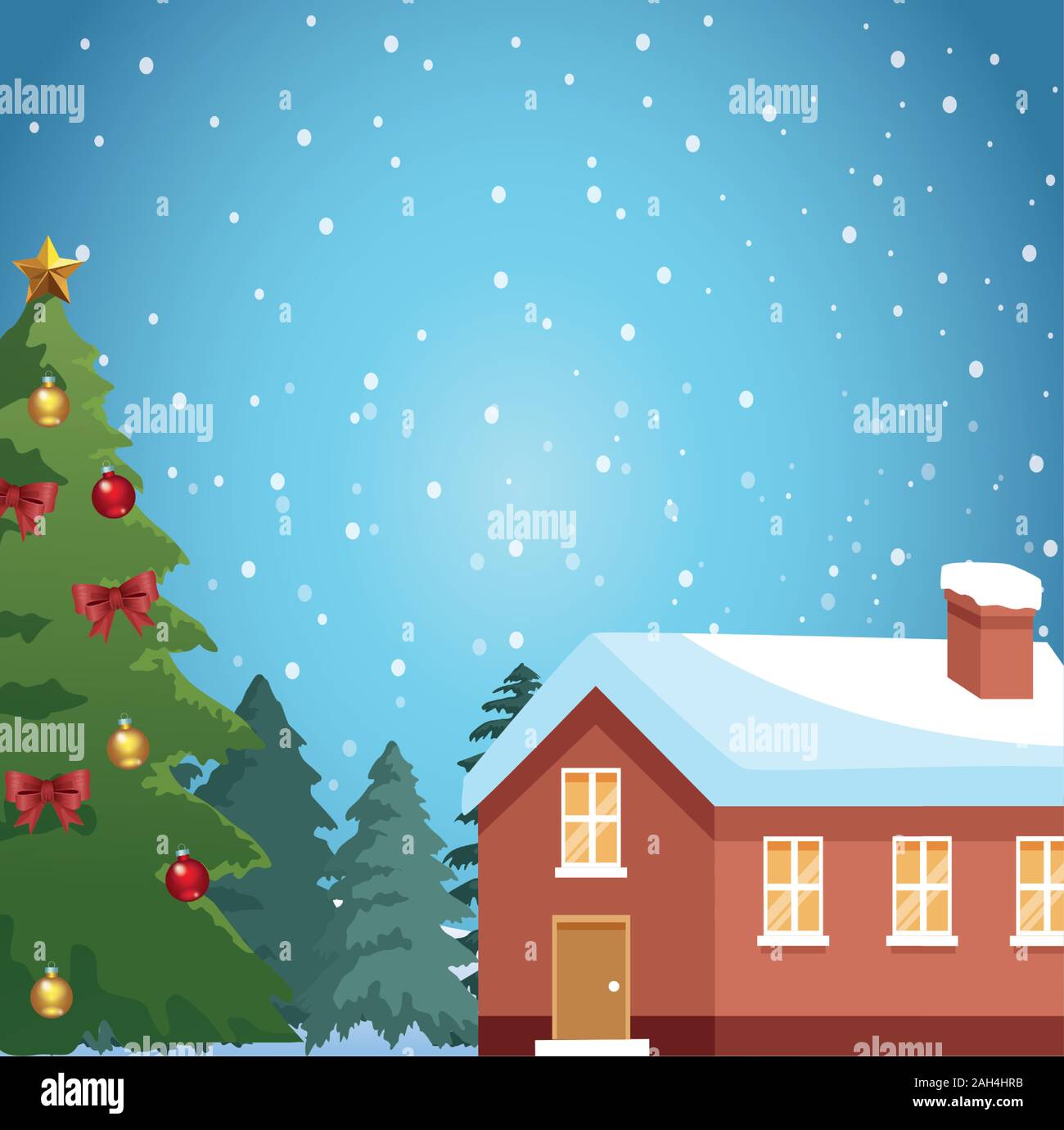 Christmas tree and house design Stock Vector Image & Art - Alamy