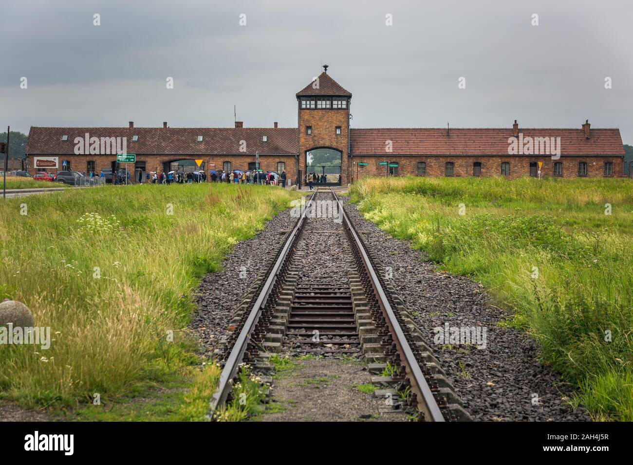 Auschwitz Birkenau, Poland - June 27, 2018: Train track at the main ...