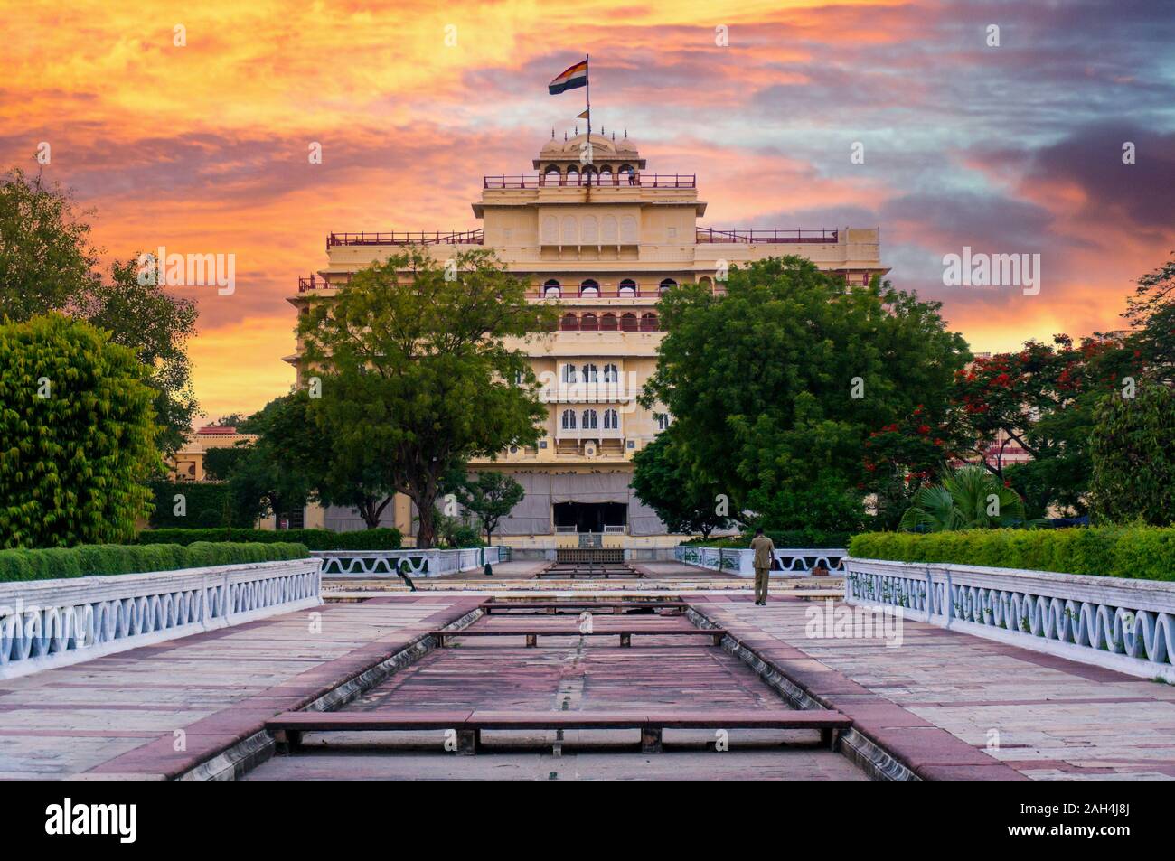 shot of the city palace jaipur taken from the famed govind devji temple ...