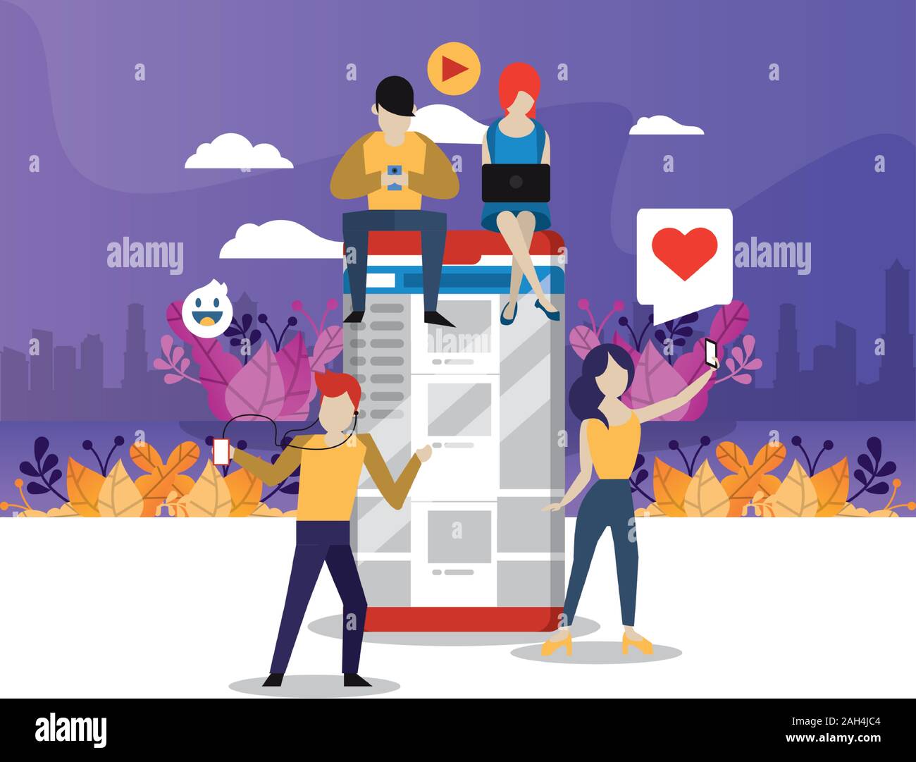 Teen people using cell Stock Vector Images - Alamy