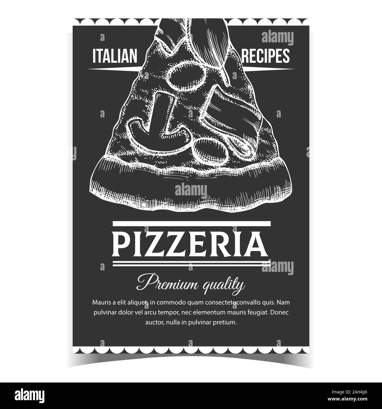 Pizzeria Delicious Italian Recipe Banner Vector Stock Vector Image ...